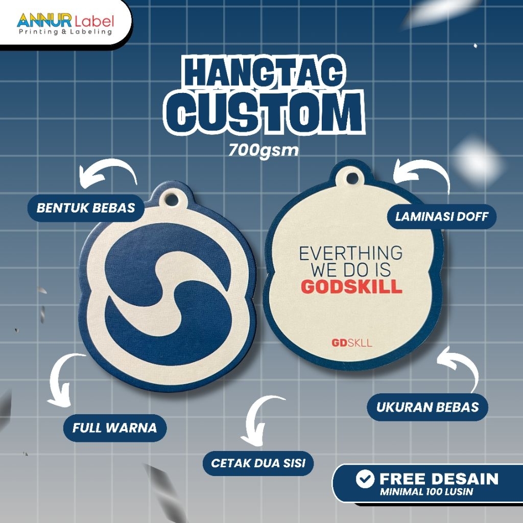 Jual (paket 1.200pcs) hangtag custom label hang tag 700gram free design ...