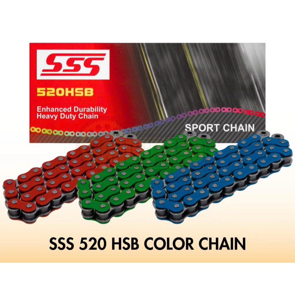Jual Rantai Chain SSS 520 HSB 110L 120L WARNA MERAH BIRU HIJAU MOTOR ...