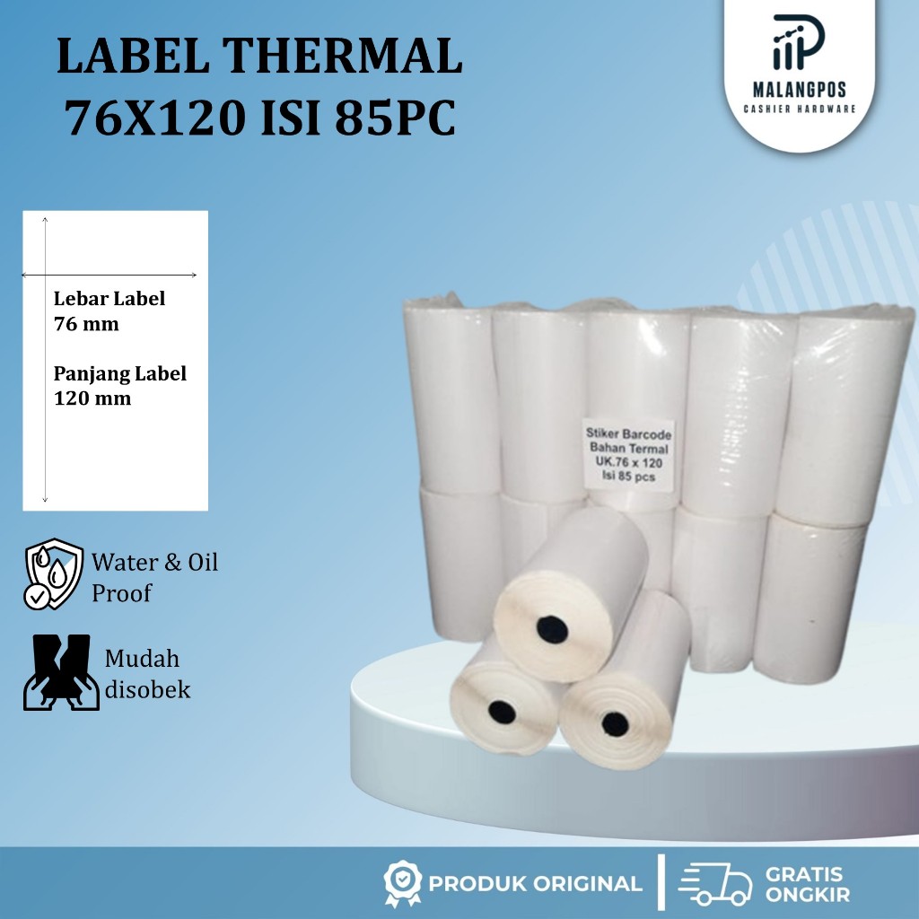 Jual Kertas Stiker Thermal 76x120 isi 85 Label Printer Bluetooth ...
