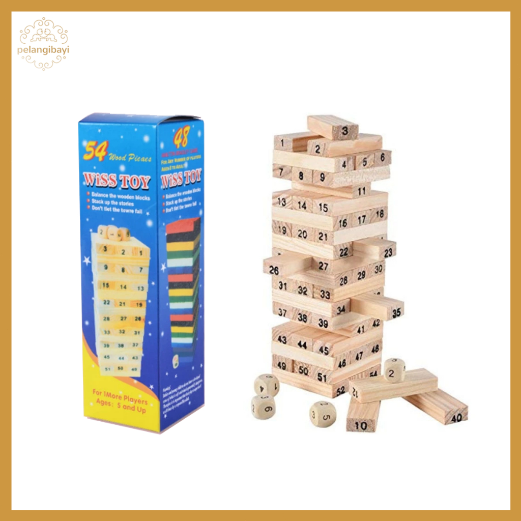 Jual Permainan Balok Kayu Wooden Tower Blocks Mainan Edukasi Susun ...