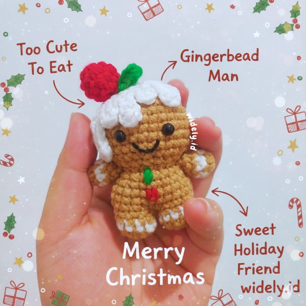 Jual Amigurumi Boneka Rajut Gingerbread Man Crochet Christmas
