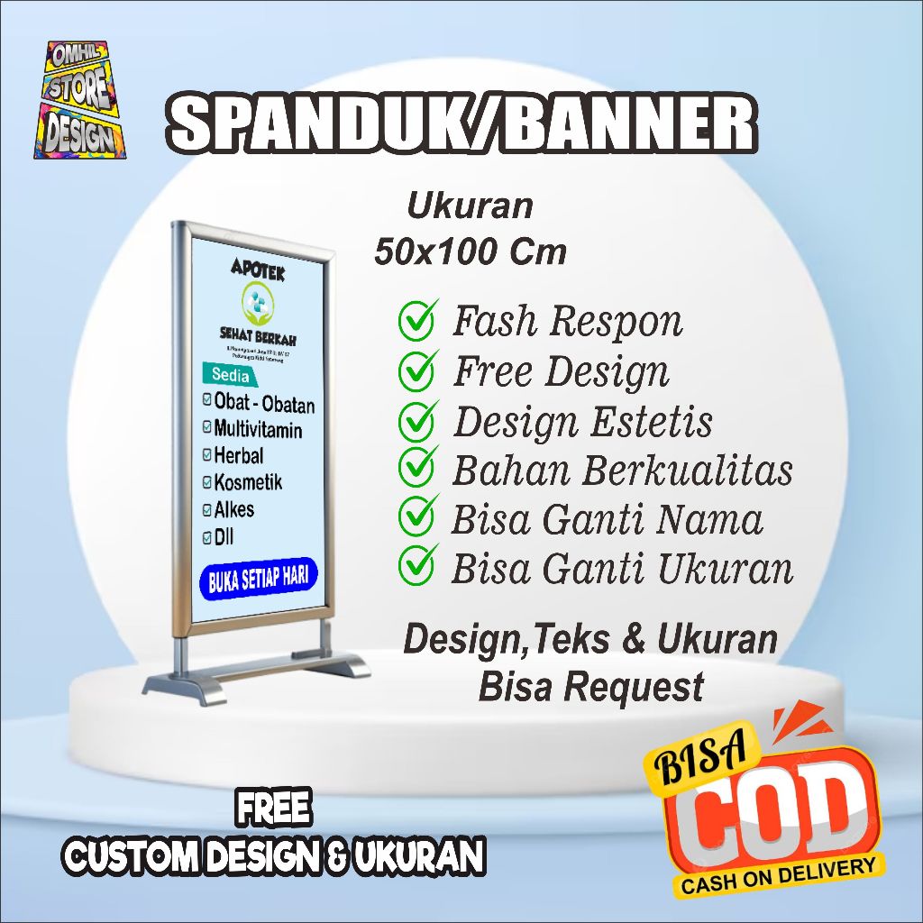 Jual Spanduk Banner 50X100CM Apotek Free Custom Ukuran Dan Design ...