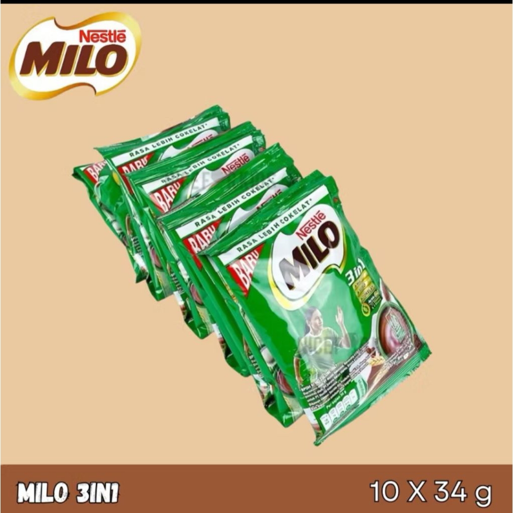 Jual MILO 3in1 susu coklat 34g x 10 sachet | Shopee Indonesia