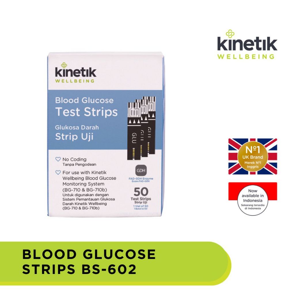 Jual KINETIK WELLBEING Blood Glucose Strips BS-602 STR@50 - Strip Gula ...