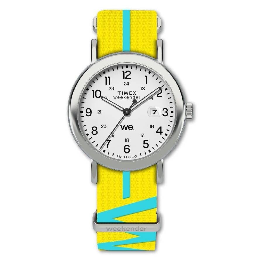 Jual Timex Weekender TW2W99700 Indiglo White Dial Yellow Fabric Strap ...