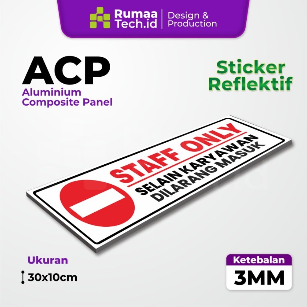 Jual SIGN BOARD STAFF ONLY ACP // ALUMUNIUM // ACP 3MM //STICKER ...