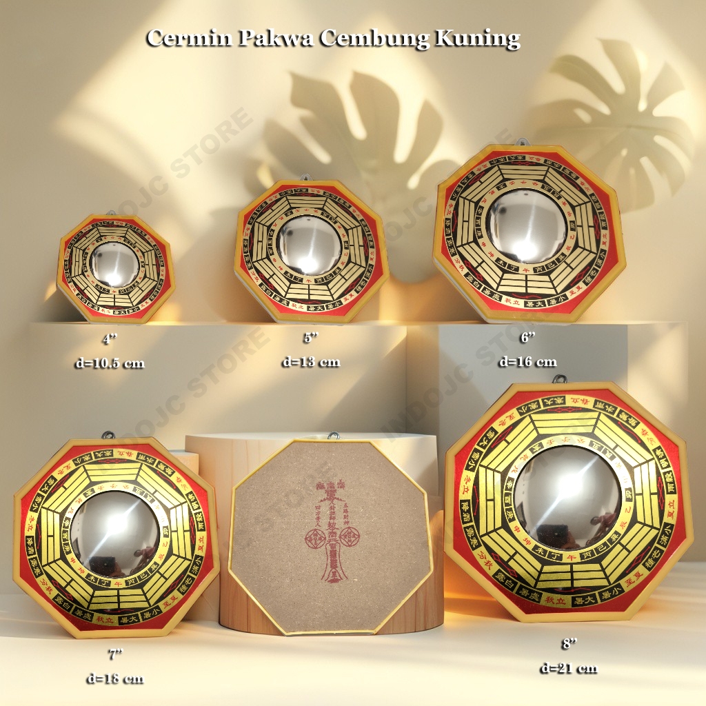 Jual cermin Pakwa Bagua fengshui segi kuning kaca cembung / cekung ...