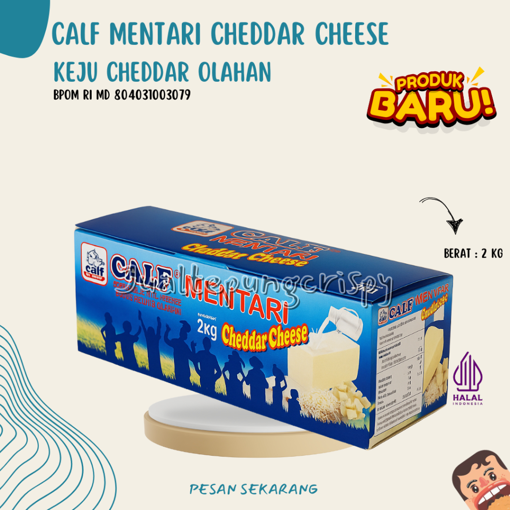 Jual Calf Keju Chedar Mentari 2Kg Cheddar Tekstur Lembut | Processed ...