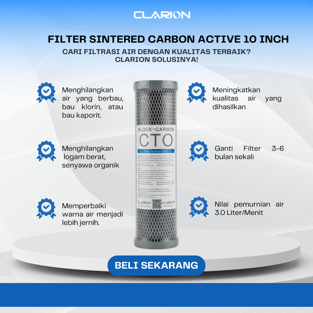 Jual Clarion Filter Karbon Aktif CTO 10 Inch – Filter Air Rumah ...