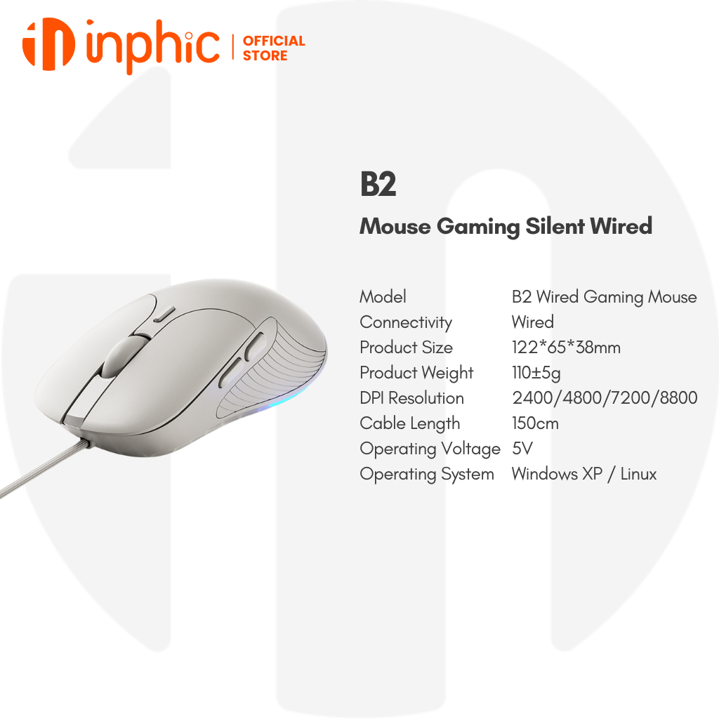 Jual INPHIC B2 Mouse Gaming Wired Silent Click RGB | Shopee Indonesia