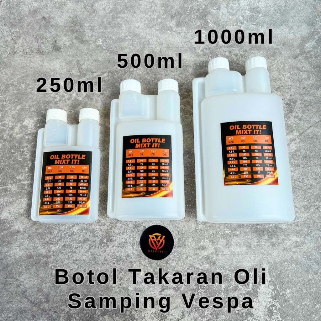 Jual Botol Takaran Oli Samping Motor Vespa Bottle 250ml 500ml 1000ml 1 ...
