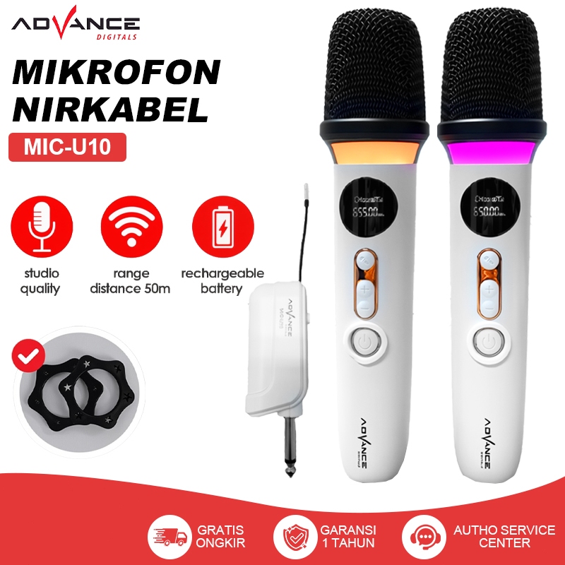 Jual Advance Microphone Wireless Dual MIC-U10 Mic Karaoke Suara Jernih ...