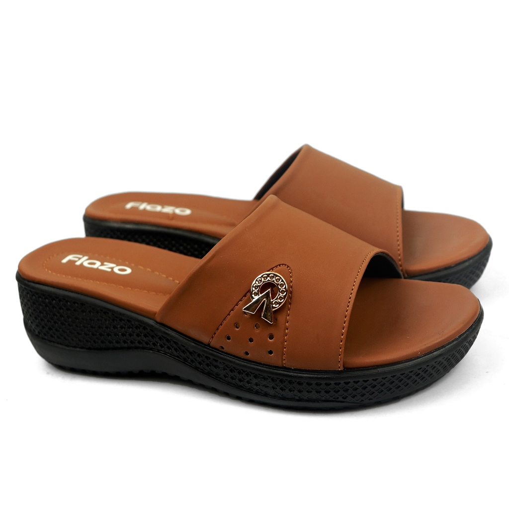 Jual Flazo Sandal Wedges Slip On Wanita Formal Classic Hitam Polos ...