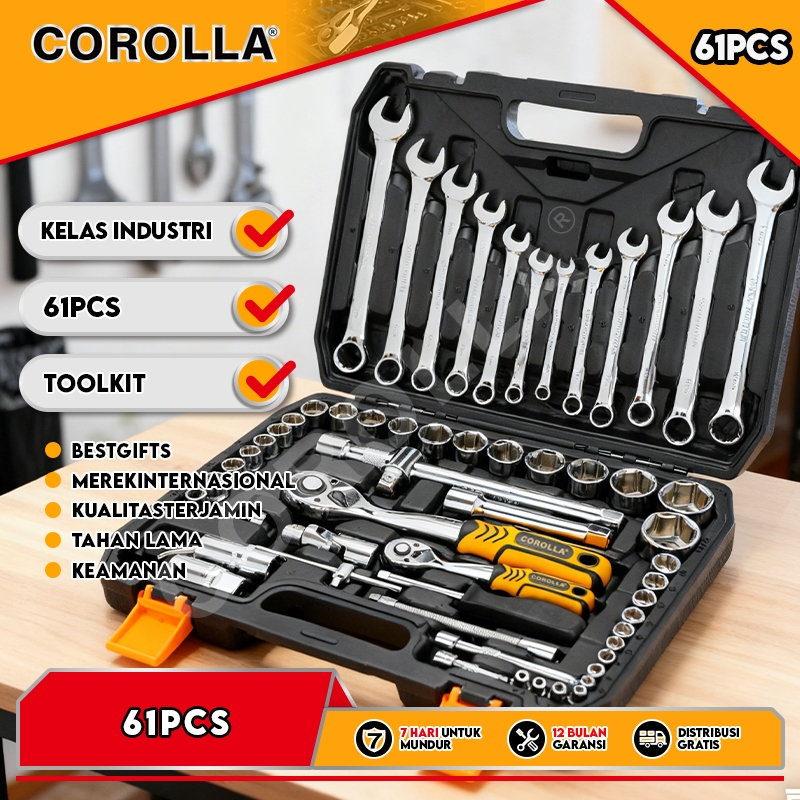 Jual COROLLA 61PCS Tool Kit —Set Kunci 1/2 inchi Sok Kunci Shock61pcs ...