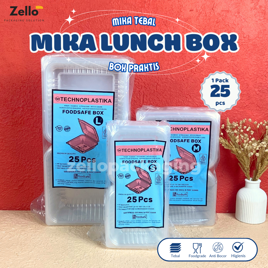 Jual Mika Lunch Box Foodsafe S M L Plastik Tebal Bening Transparan ...