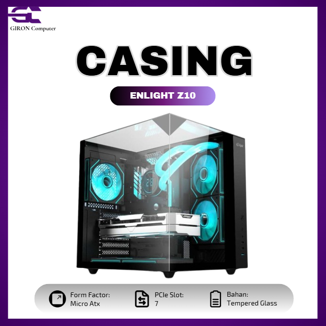 Jual Casing ENLIGHT Z10 Dual Chamber Tempered Glass Include 3 Fan RGB ...