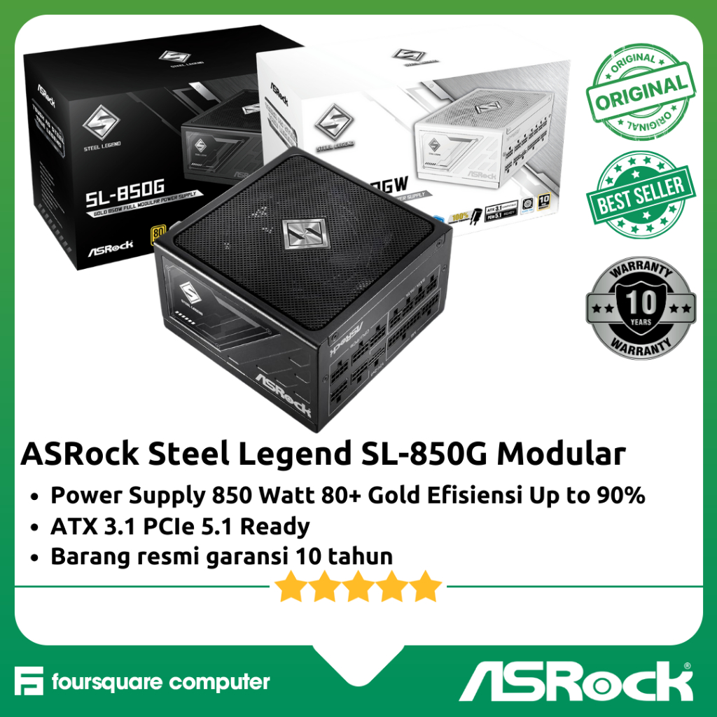 Jual ASRock Steel Legend SL-850G PSU 850w 80 Plus Gold Modular Power ...