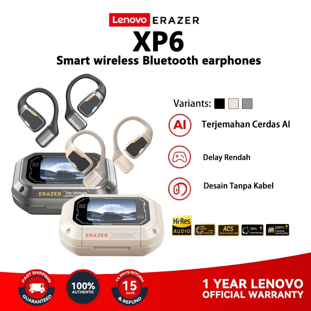 Jual Lenovo ERAZER XP6 Pro Open-Ear TWS Bluetooth Earphone Hook Style ...