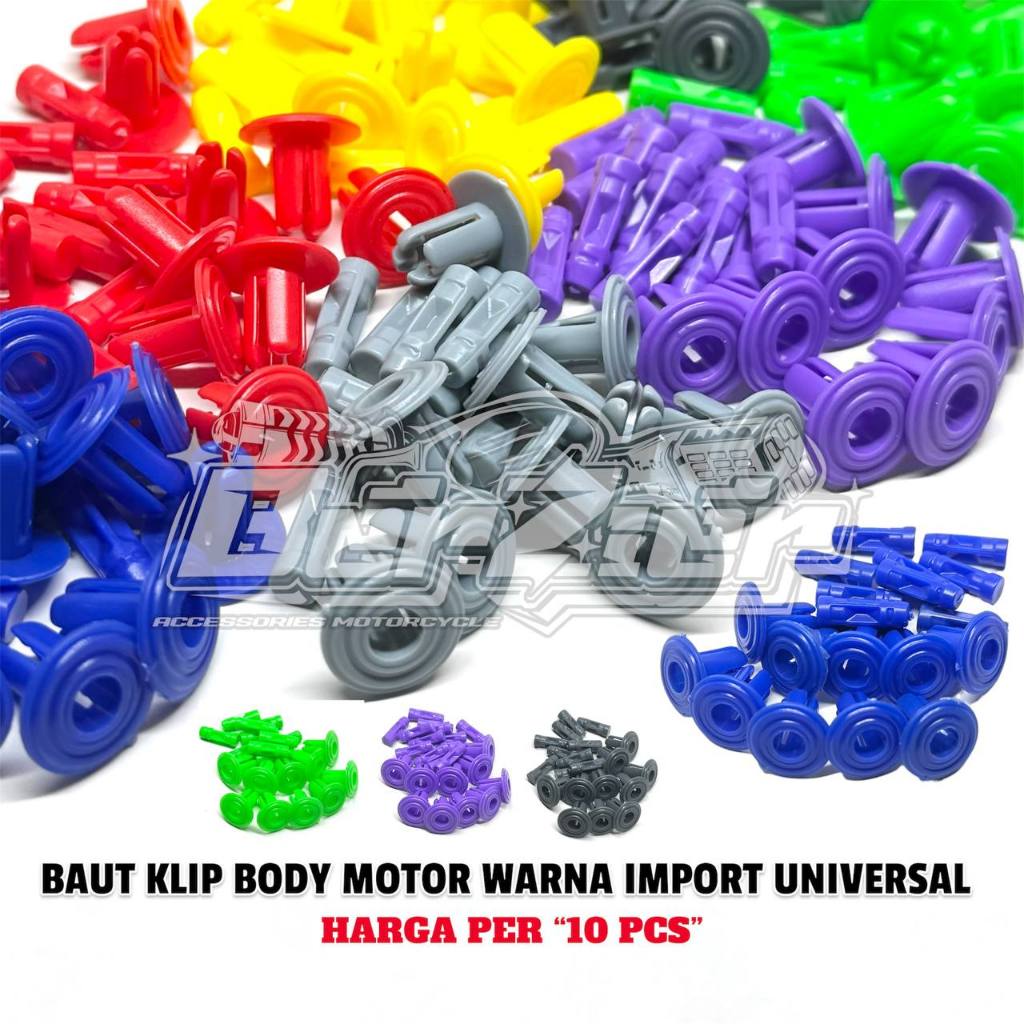 Jual BAUT KLIP BODY MOTOR WARNA IMPORT UNIVERSAL HARGA 10 PCS BAUT ...
