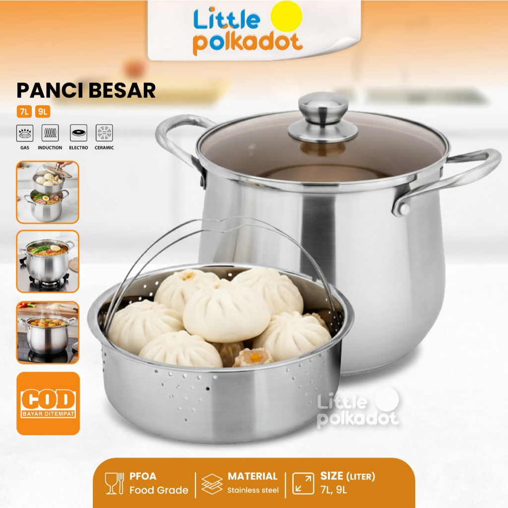 Jual Littlepolkadot 9 Liter Panci Sup Stainless Panci serbaguna ...