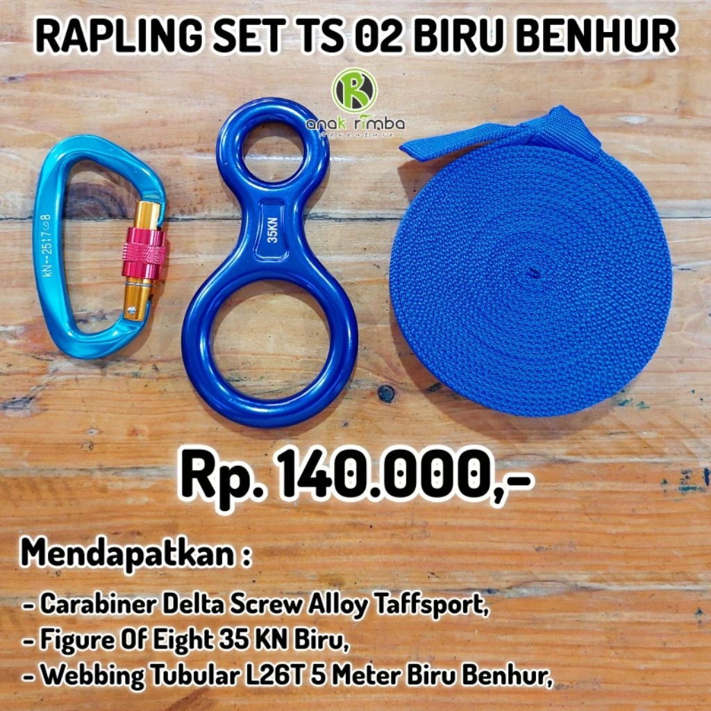 Jual RAPLING SET TS 02 BIRU BENHUR ALAT PANJAT CLIMBING REPLING SET ...