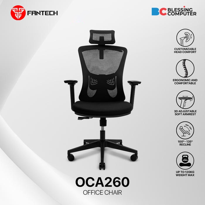 Jual KURSI Fantech OCA260 Office Chair Black | Shopee Indonesia