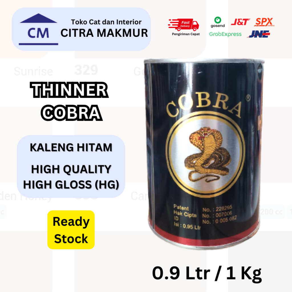 Jual THINNER COBRA Kaleng Hitam - 0.9 Ltr 4.8 Ltr (Pilih di etalase ...