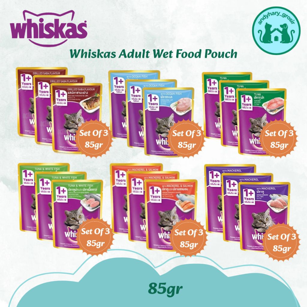 Jual [ SET OF 3 ] Whiskas Adult Pouch 80 gr Wet Cat Food Makanan Kucing ...