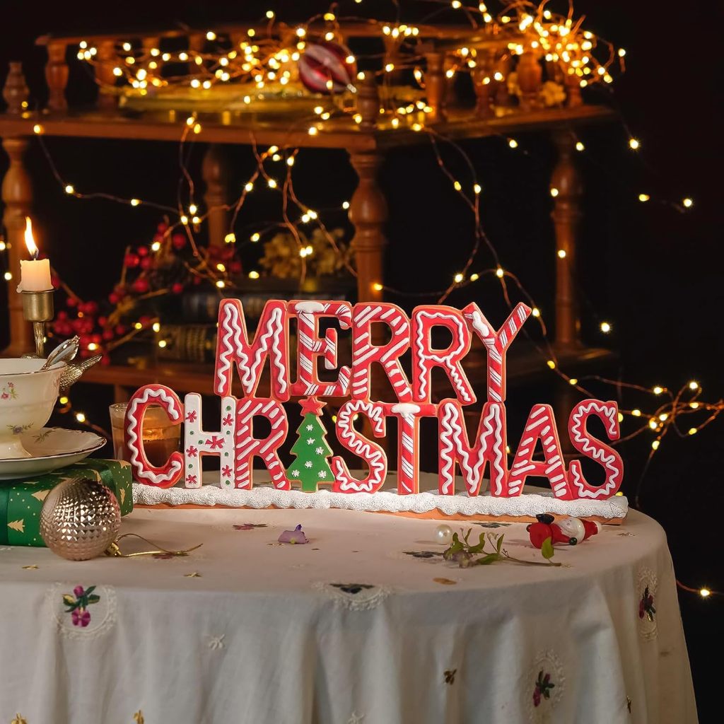 Jual NIKKY HOME Merry Christmas Table Sign, Resin Christmas Decorative ...