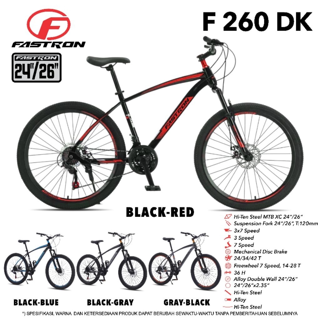 Jual SEPEDA GUNUNG 26 DAN 24 FASTRON F260 DK FREE BEL | Shopee Indonesia