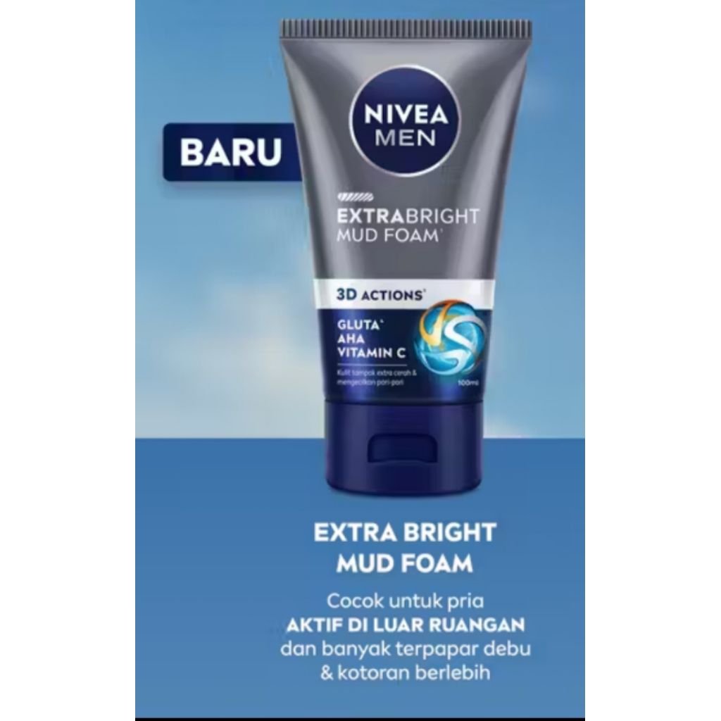 Jual NIVEA MEN Mud Foam 100ML Extra Bright Mud Foam 100ML | Shopee ...