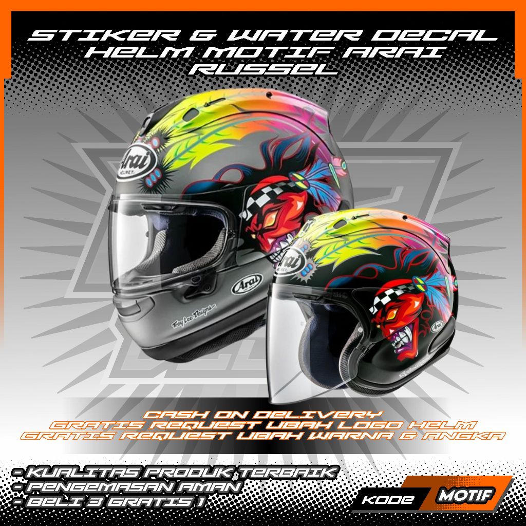 Jual STIKER & WATER DECAL HELM MOTIF ARAI RUSSEL | Shopee Indonesia