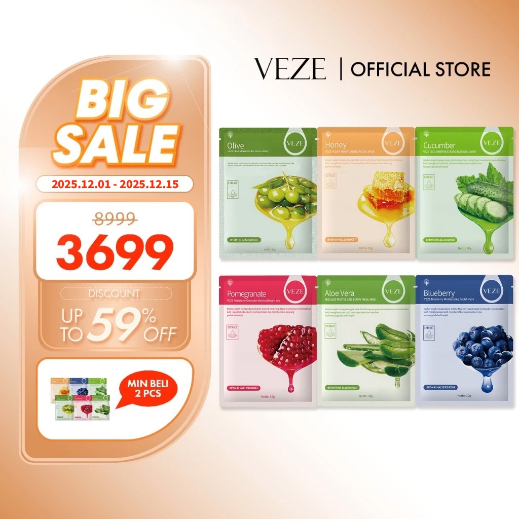 Jual [BPOM] - VEZE Sheet Mask Korea Masker Wajah Blueberry Aloe Vera ...