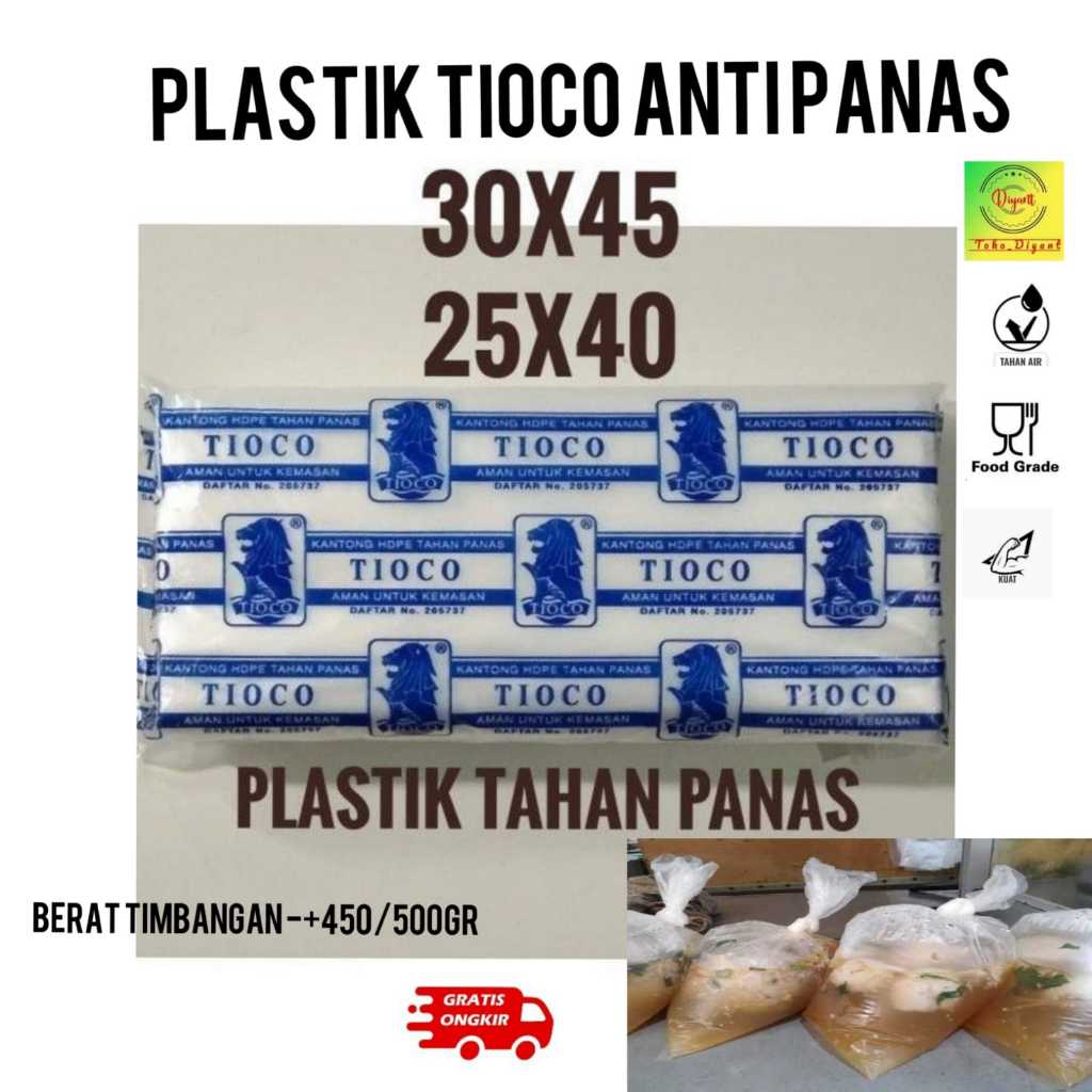 Jual Plastik Tahan Panas Tioco HDPE anti panas 25x40 - 30x45 plastik ...
