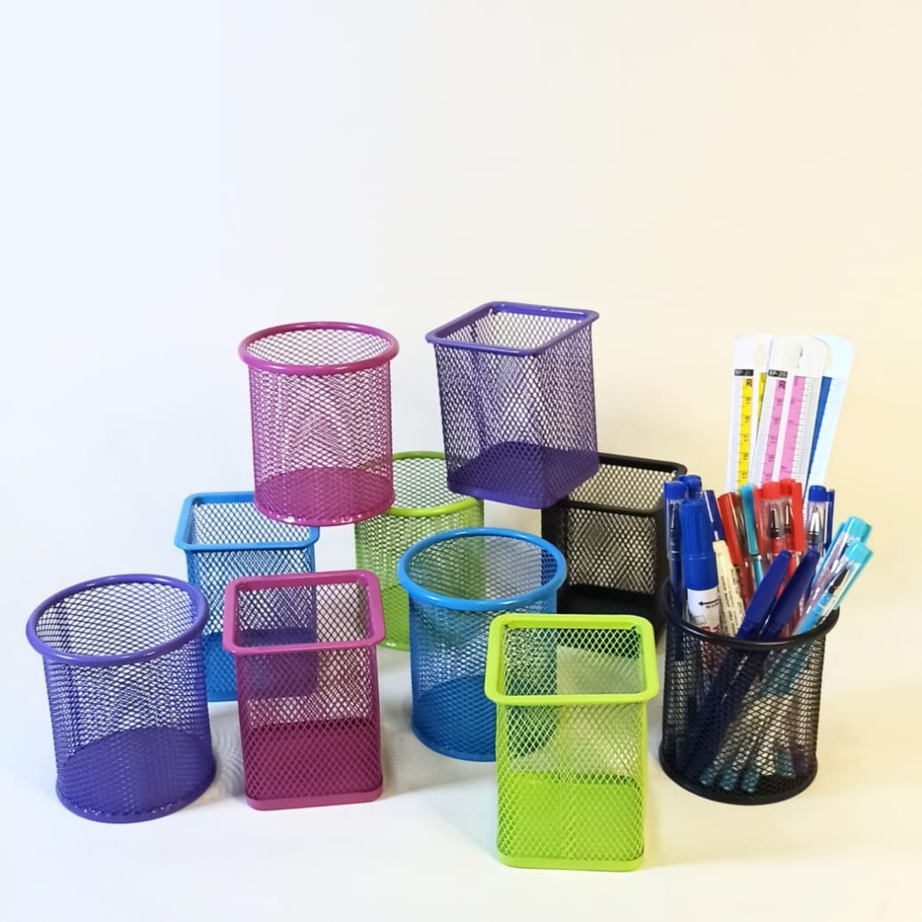 Jual SOS Pen Stand Besi Segi/Bulat / Pen Holder / Pen Organizer ...