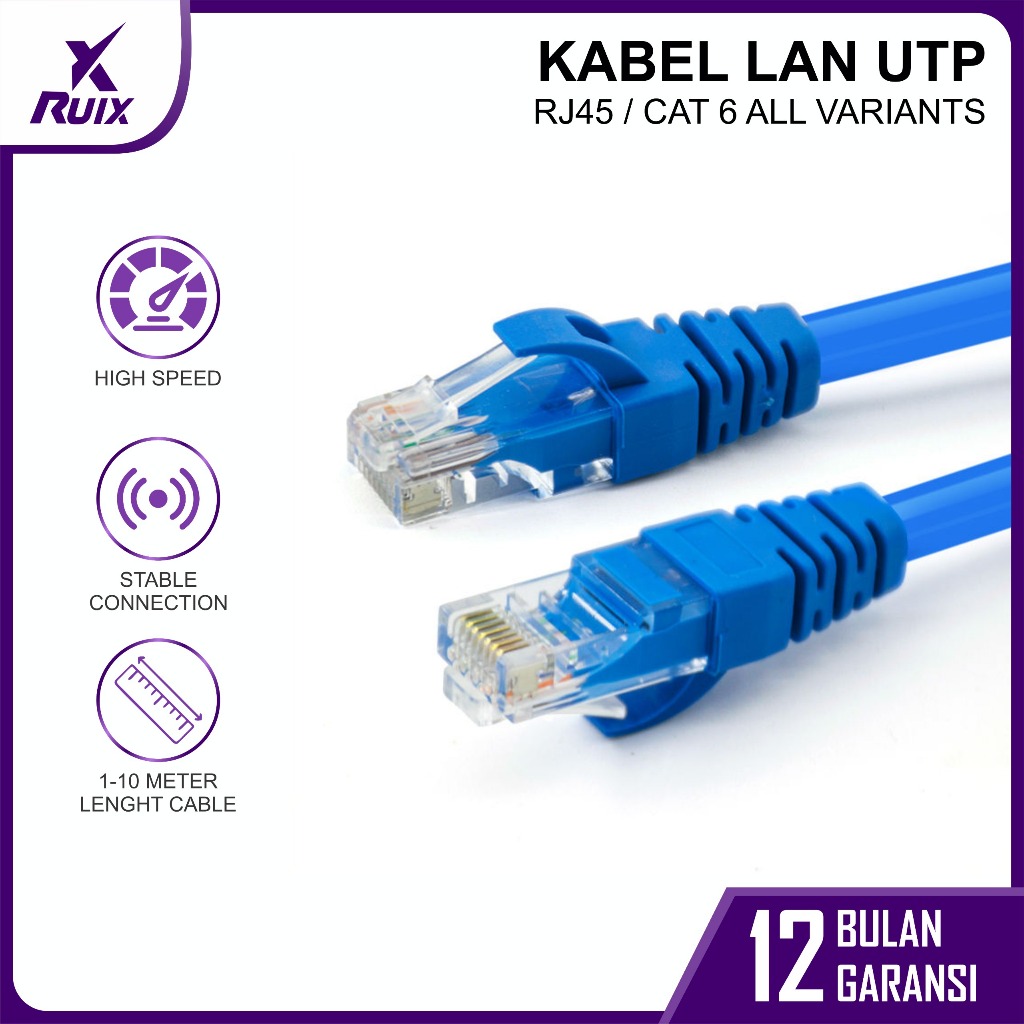 Jual Kabel LAN Ethernet Biru RJ45 Network Cable CAT5E UTP CAT6 CAT 6 ...