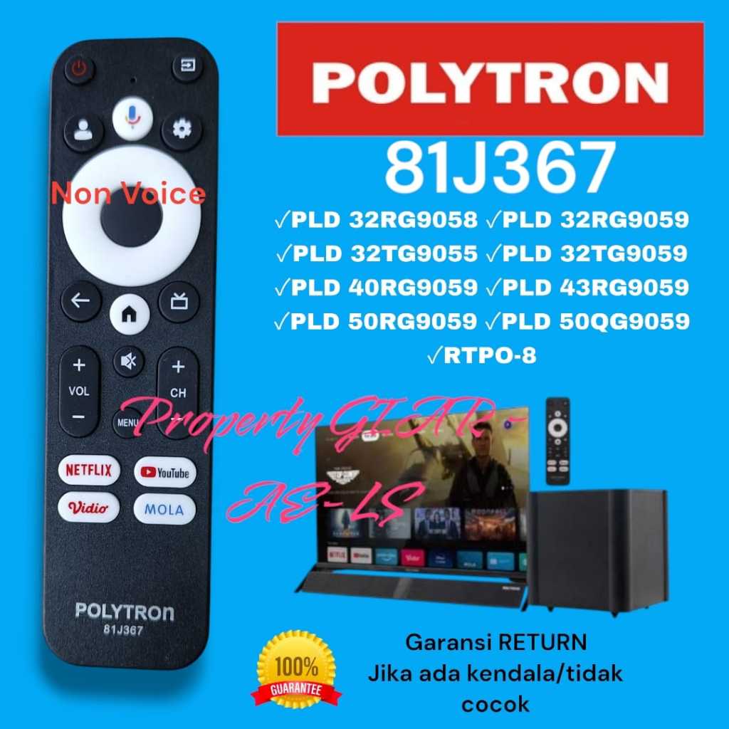 Jual REMOT LCD LED TV POLYTRYN 81J367 Android Smart TV Polytron PLD ...