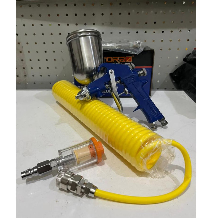 Jual Paket Alat Semprot Cat Angin Spray Gun Spet F-75 Tabung ATAS BAWAH ...