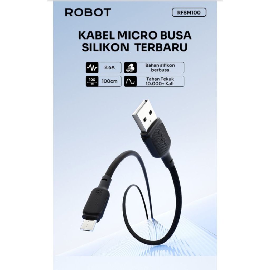 Jual kabel data robot RFSM100 MICRO USB 2.4A kabel data fast charger ...