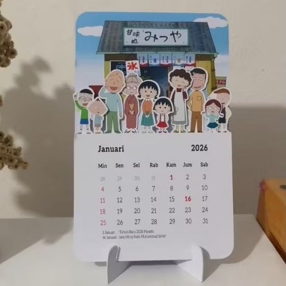 Jual Kalender Meja 2026 Chibi Maruko Chan untuk Meja Kerja Kertas ...