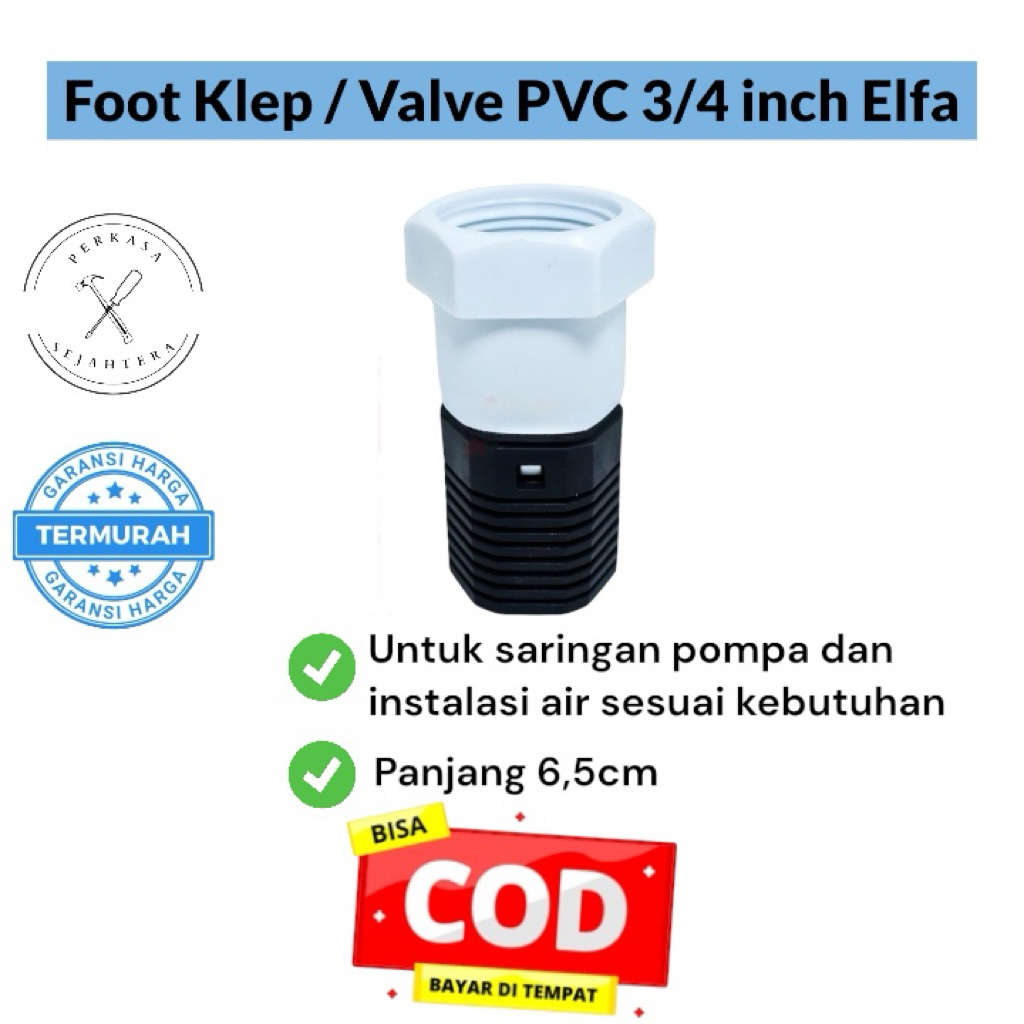 Jual Foot Klep PVC Elfa 3/4 inch plastic / Foot valve / Tusen klep ...