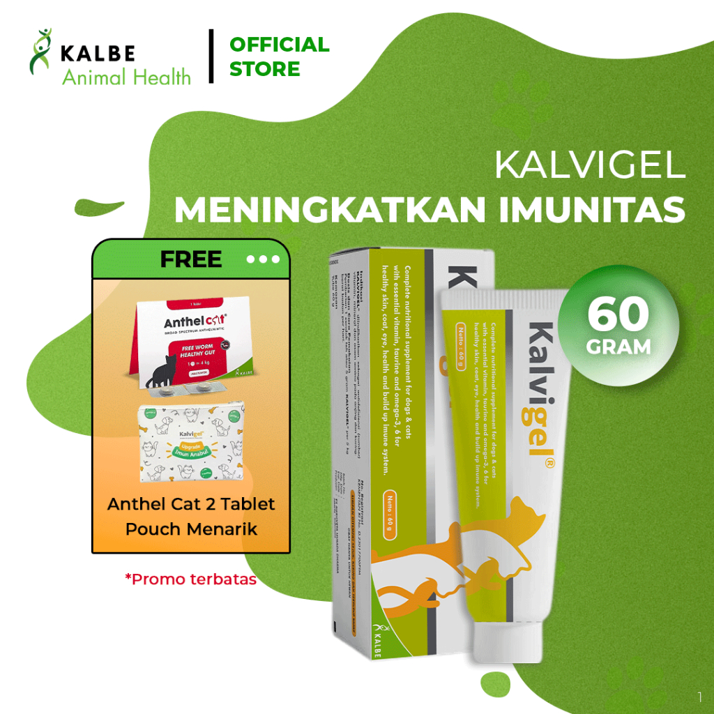 Jual [BUY 1 GET FREE GIFT] Kalvigel 60 gram Tube + Free Anthel Cat 2 ...