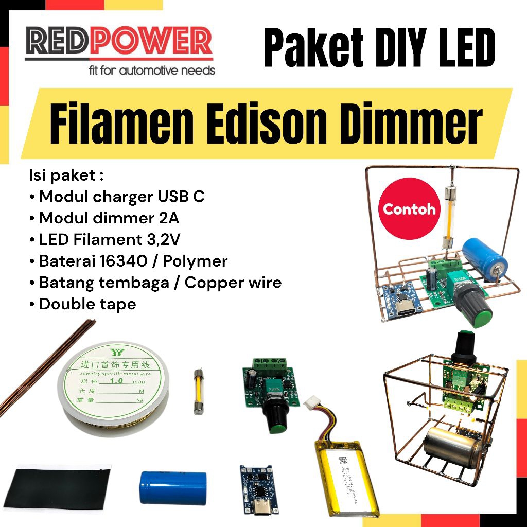 Jual Paket DIY Lampu LED Filament Edison Filamen camping lamp dimmer ...