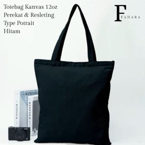 Jual FAHARA Totebag Kanvas 12oz Hitam & Putih Polos Type Potrait ...