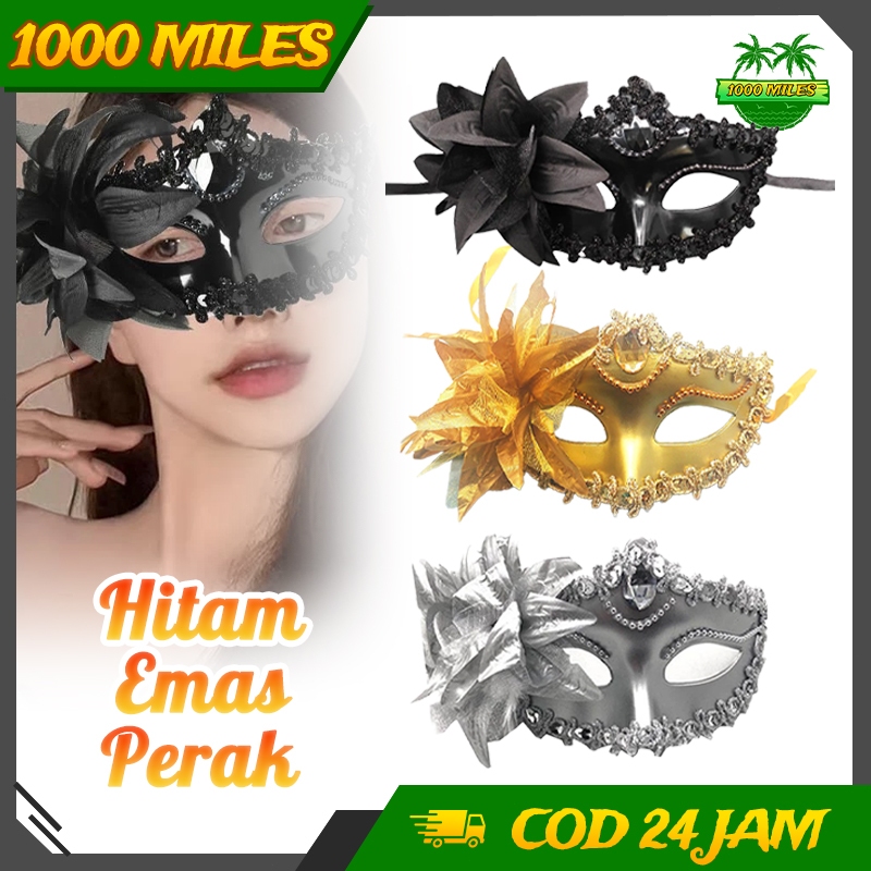 Jual Topeng Pesta Bunga Lily Desain Putri Hitam/Emas/Perak Untuk Anak ...