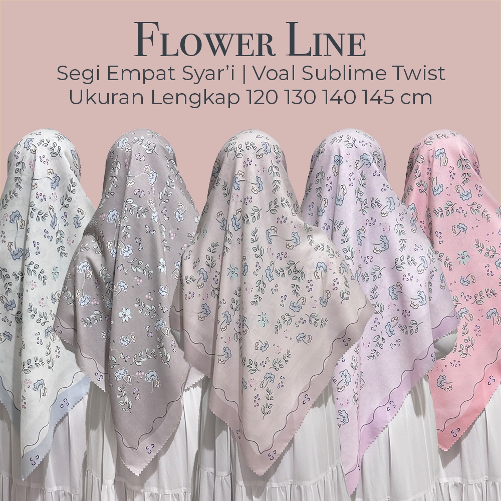 Jual [UK. 120 130 140 145 cm] Flower Line Syar'i Hijab Motif Syari ...