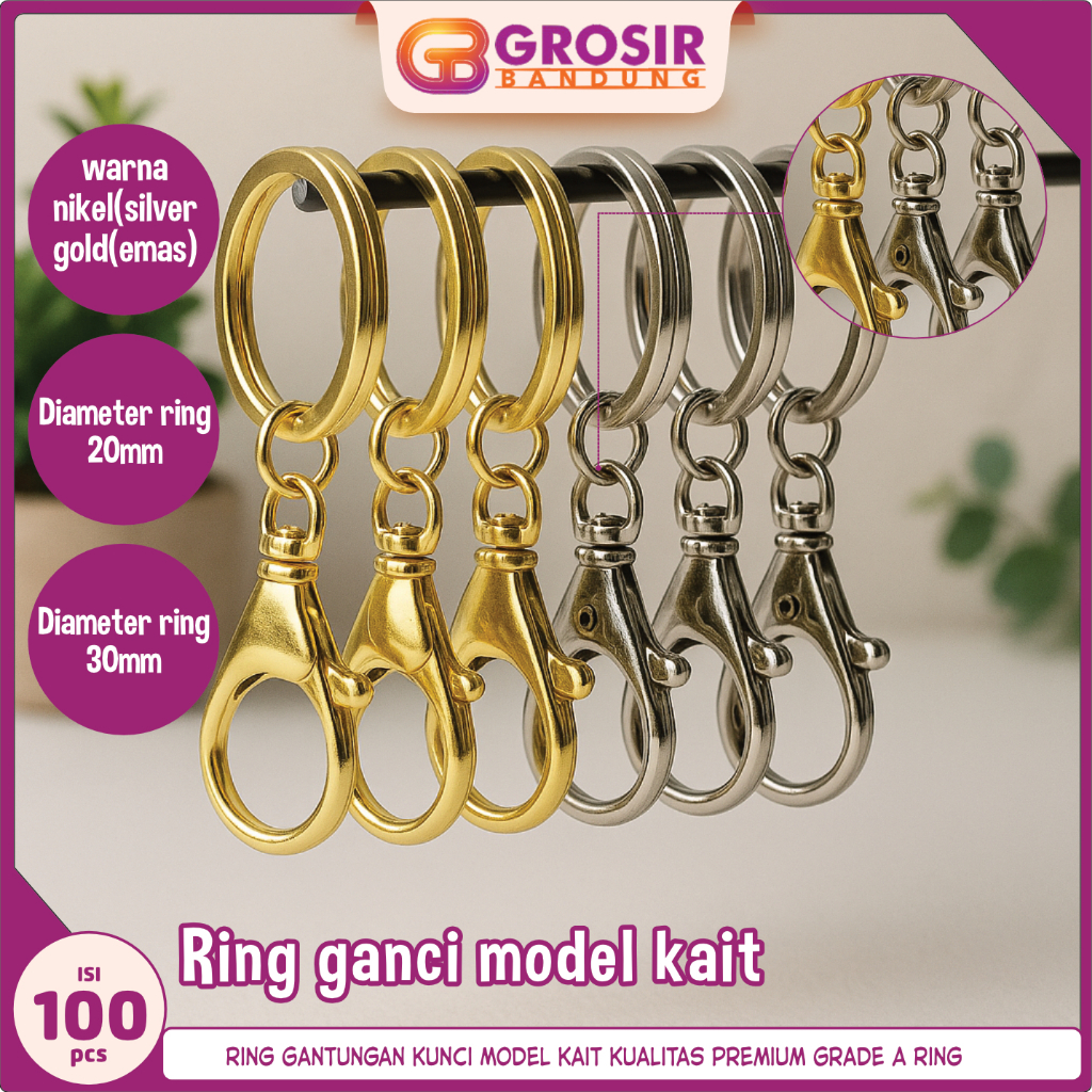 Jual [ISI 100 PCS] Ring Gantungan Kunci Model Kait Kualitas Premium ...