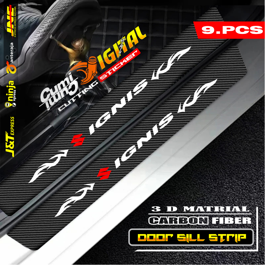 Jual 9 Pcs Stiker Pelindung Pintu Mobil Ignis Karbon 3D Door Sill Plate ...