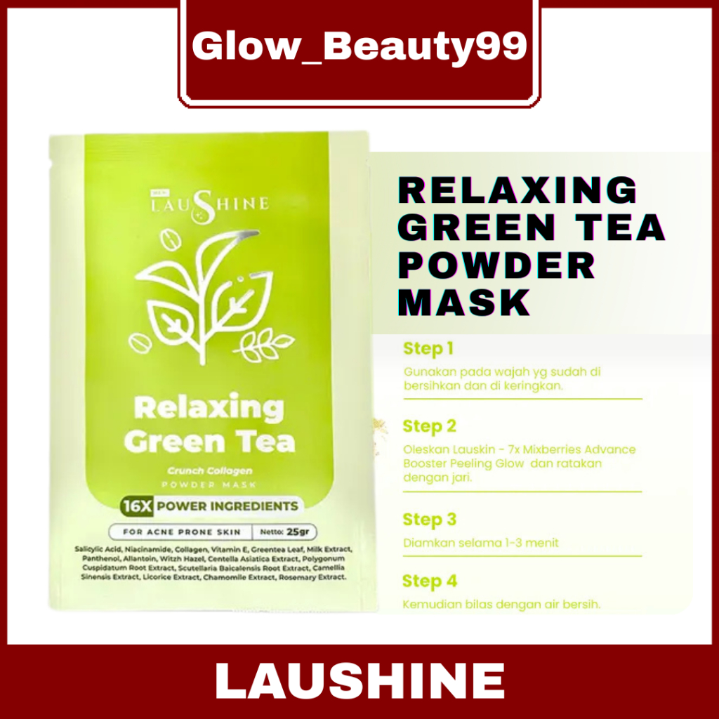 Jual LAUSHINE MASKER WAJAH VARIANT RELAXING GREEN TEA - Crunch Collagen ...