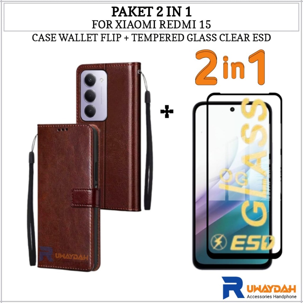 Jual Paket 2in1 Case Wallet Flip Xiaomi Redmi 15 Casing Dompet Anti ...